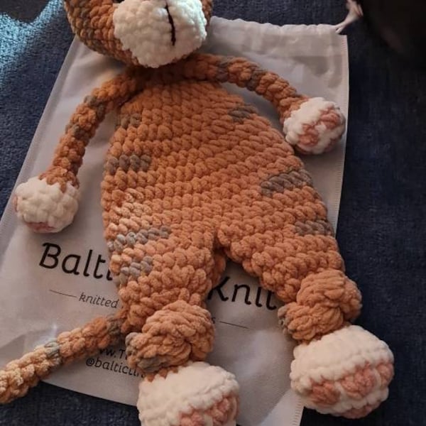 Crochet Tiger Lovey, Soft Snuggler Toy, Stuffed Plush Animal, Baby ...
