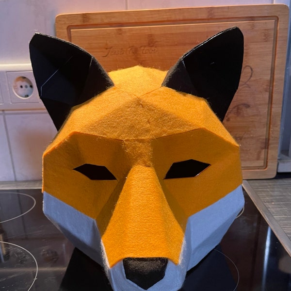 Fox Mask DIY, Low Poly Mask, Paper Craft Mask, Pdf Template 3D Mask ...