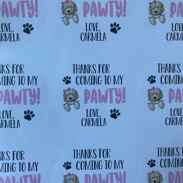 Dog Birthday Pawty Stickers, Puppy Birthday, Dog Theme, Dog Party, Dog ...