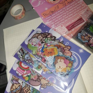 Cute Stickers, Clear Kawaii Stickers, Bunnies & Bears, Outline Stickers ...