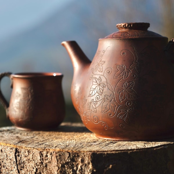 Ceramic Wine Set With Jug. Unique Gift! Handmade Ceramic Drinking Set ...