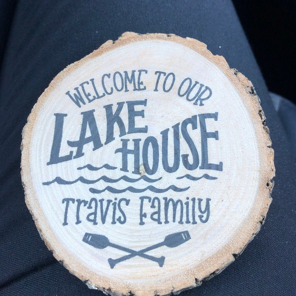 Personalized Lake House Coasters | Lake House Gift | Wood Slice ...