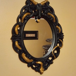 Handmade Ornate Oval Plaster Snake Serpent Frame With Baphomet goth ...