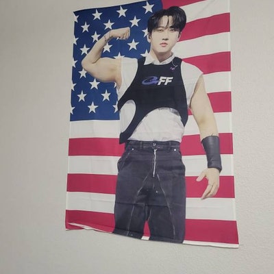 Stray Kids Bang Chan Flag Banner, SKZ Bang Chan Kpop American Flag ...