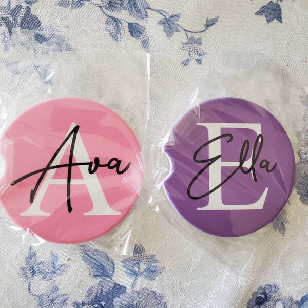 Monogram Car Coasters, Personalized Car Cup Holder Coasters - Etsy