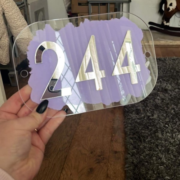 House Sign, Hand Painted Number Plaque, Personalised in Mirror - Etsy