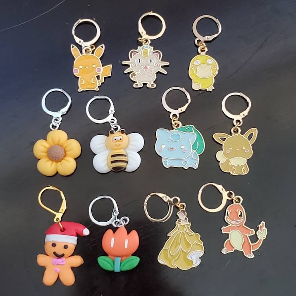 Handmade Jiggly Eev Toga Bul Duck Pika Cat Stitch Markers. Game Cartoon ...