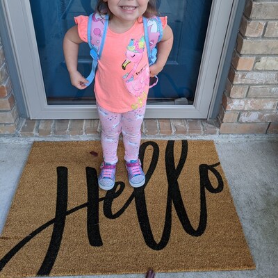 Hello Cursive Font Exterior Coir Welcome Door Mat - Etsy