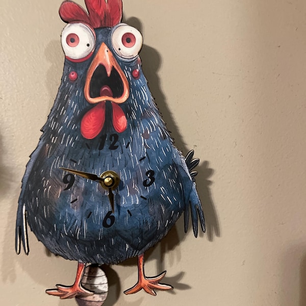 Whacky Chicken Wall Clock With Wagging Egg Pendulum - Etsy