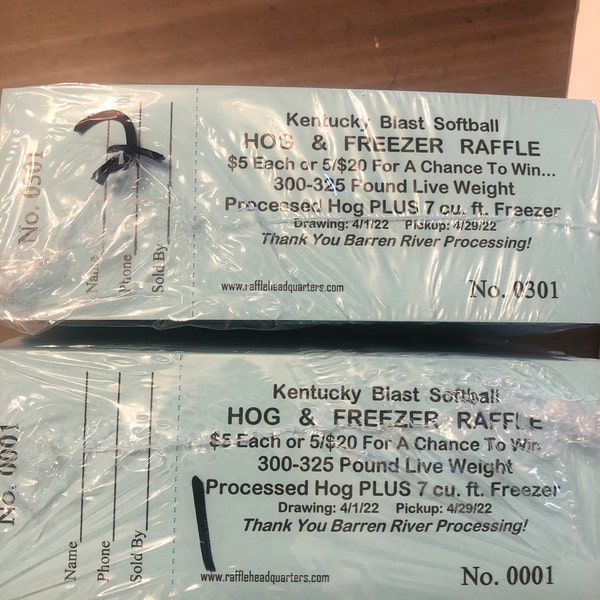 1,000 Custom Printed Raffle Tickets for Your Fundraiser. Card Stock of ...