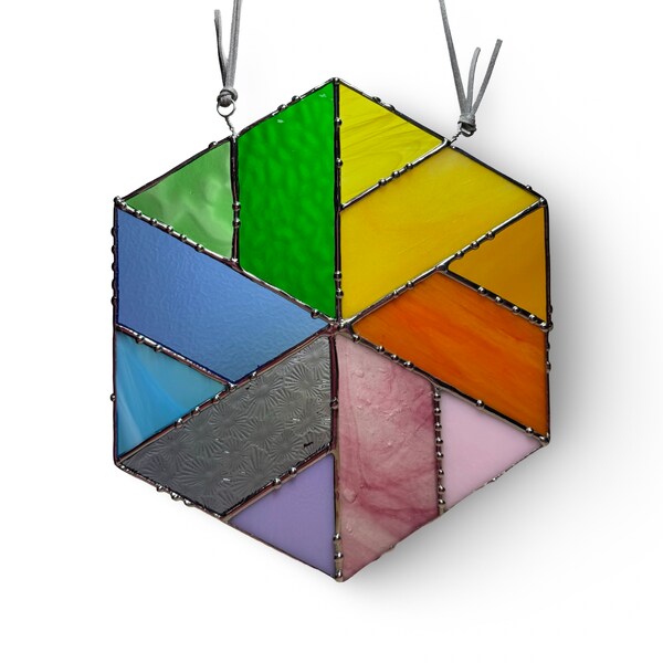 Beginner Stained Glass Hexagon Geometric Pattern, Modern Stained Glass ...
