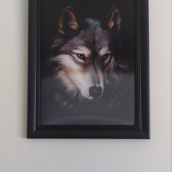 Wolf Portrait 3D Poster Wall Art Decor Framed Print 14.5x18.5 ...