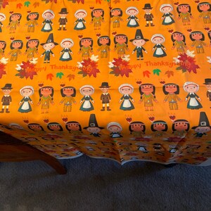 Thanksgiving Characters Fabric Happy Thanksgiving by - Etsy