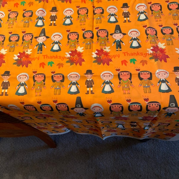 Thanksgiving Characters Fabric - Happy Thanksgiving by Floramoon ...