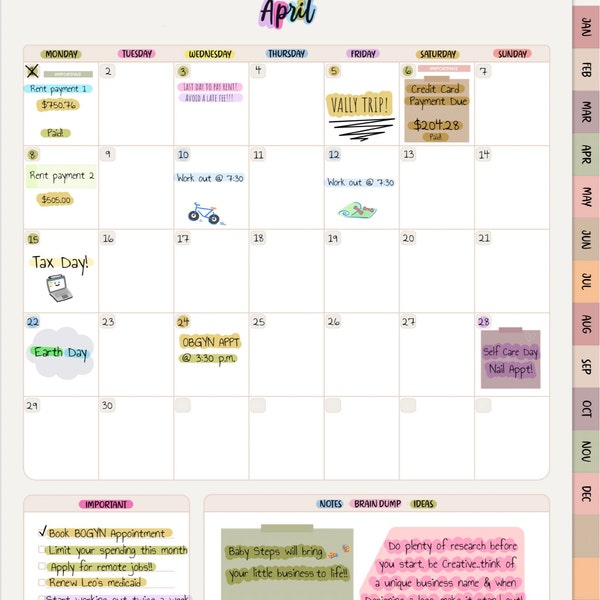 Goodnotes Template, Yearly Digital Calendar, Undated Digital Planner ...