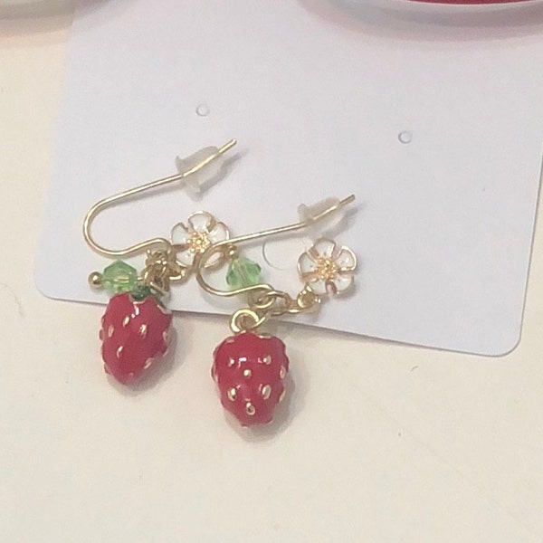 Cute Raspberry Earrings, Glass Strawberry Earrings, Food Earring ...