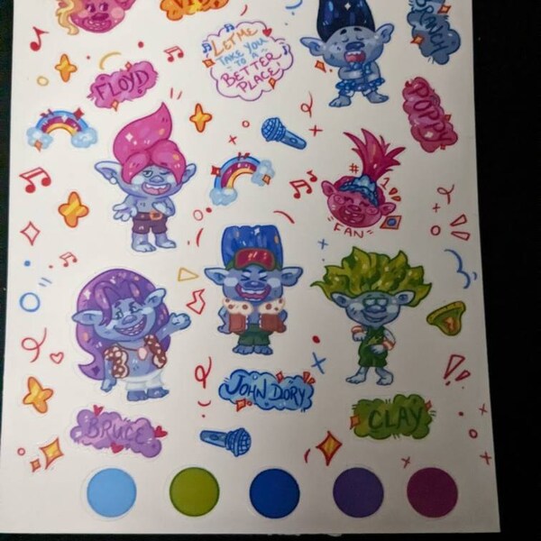 Velvet and Veneer Journal Sticker Sheet/ Trolls 3 / Trolls 3 Velvet ...
