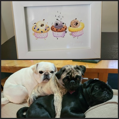 Busy Pug Office Art Funny Office Decor, Office Pug at Work, Working Dog ...