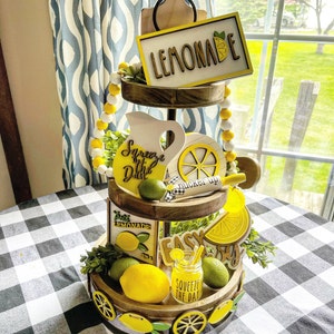 Lemon Tiered Tray Set Lemonade Tiered Tray Squeeze the Day Set of 7 DIY ...