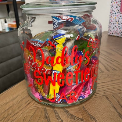 Personalised Sweet Jar, Treat Jar, Glass Sweet Jar, Daddys Sweet Jar ...