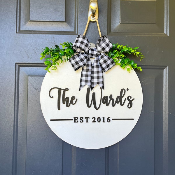 Personalized Family Door Sign, Last Name Sign, Custom Wooden Welcome ...