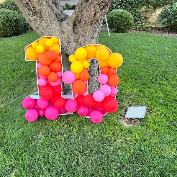 73cm Large Number Mosaic Balloon Frame DIY Balloon Number Stand 0-9 ...