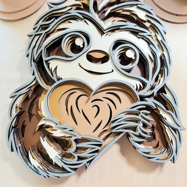 Sloth Multilayer SVG/ Sloth Cnc Cut/sloth Paper Cut/plywood Cuting ...