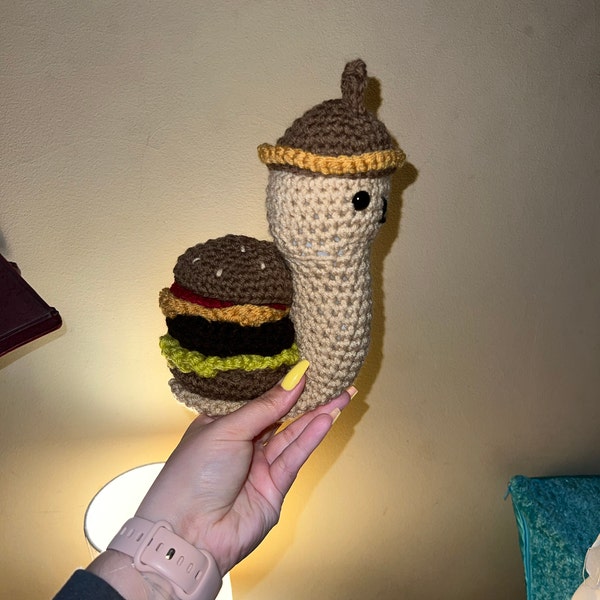 Burger Snail Crochet Pattern Amigurumi, Snail Stuffed Animal Plush Toy ...