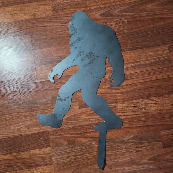 Sasquatch Garden Stakes: Raw Steel Bigfoot Yard Art - Etsy
