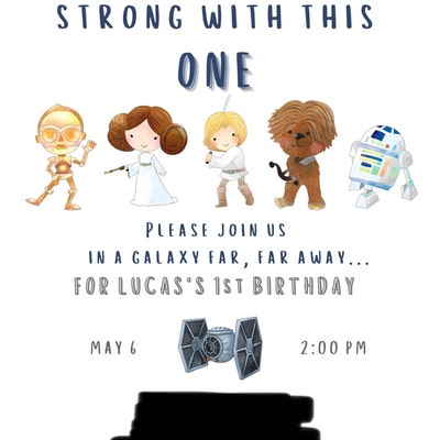 Star Wars Inspired Birthday Invitation Star Wars 1st Birthday Invite ...
