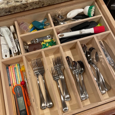 19 to 21 Inch Wide Drawer Insert, Custom Drawer Organizer, Wood Drawer ...