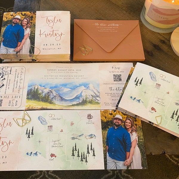 Gate Fold Wedding Invitation, Folded Wedding Invitation, Unique Wedding ...