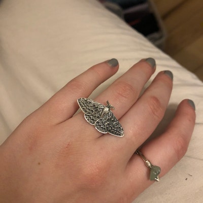 Moth Ring, Sterling Silver Moth Ring, Silver Moth Ring, Large Moth Ring, Butterfly Ring, Gothic ...