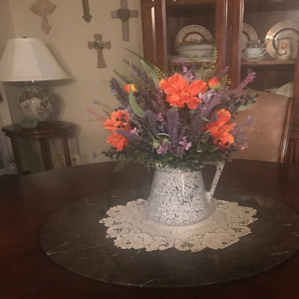 Vintage RC Pottery Lidded Floral Tureen With Silk Pink and Peach ...