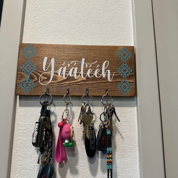 Yaateeh Border Design Wood Sign Navajo Language Wood Sign Native Design ...