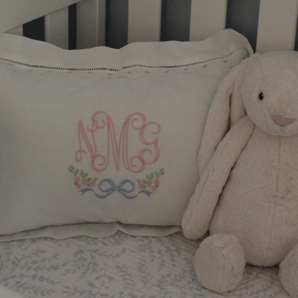 Picot Trimmed Heirloom Laurel Frame Monogrammed Baby Girl or Boy Sack ...