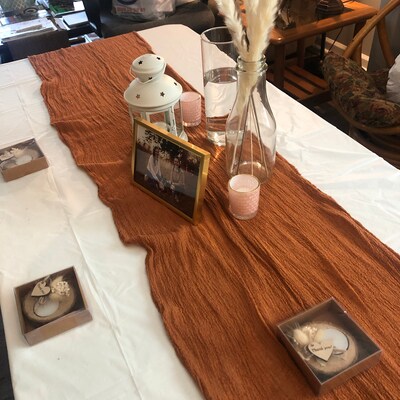 Rust Orange Boho Wedding Cheesecloth, Terracotta Table Runner, Copper ...