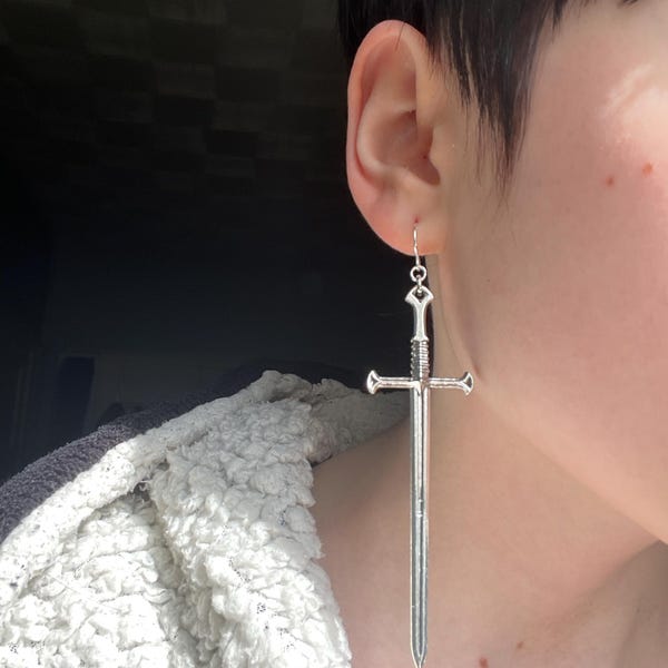 Dagger Earrings, Hypoallergenic Ear Wires, Sword Earrings, Cosplay ...