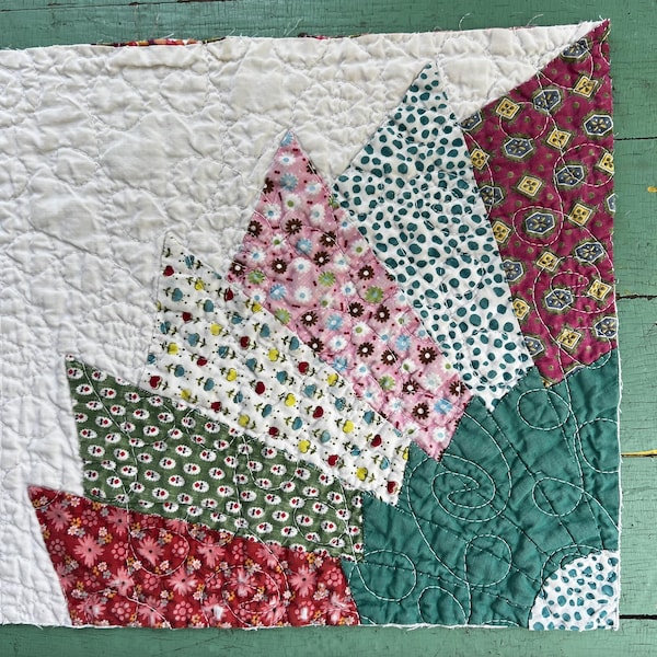 Fan Quilt Squares, Some Feed Sack Fabrics, Cutter Quilt, Hand Stitched ...