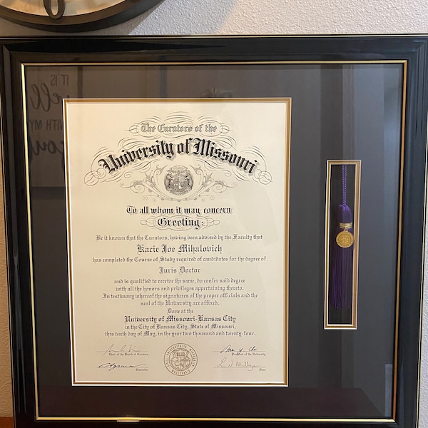 Custom Double Diploma Frame With Tassel Mahogany/navy RC-H ,6x8,7x9,8x10,8.5x11,9x12,10x13,11x14 ...