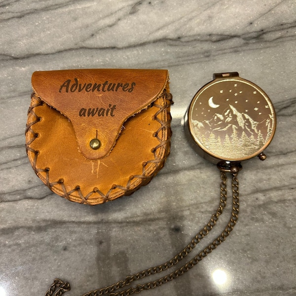 Engraved Working Brass Antique Compass for Men, Custom Handmade Pocket ...