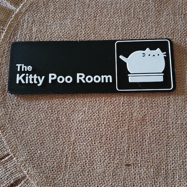 Kitty Poo Room Office Sign - Hilarious Cat Sign - Litter Box Room Sign ...