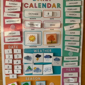 Child Calendar Printable Montessori Preschool Classroom Educational ...