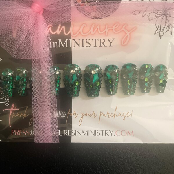 Moss Garden Press on Nails Moss 3D Flower 3D Butterfly Garden Press on ...