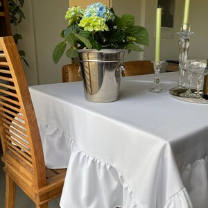 Ruffle Tablecloth White Tablecloth Easter Tablecloth Embroidered ...