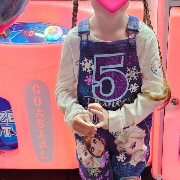 Winter Birthday Princess Purple Blue OVERALLS Birthday Overalls Custom ...