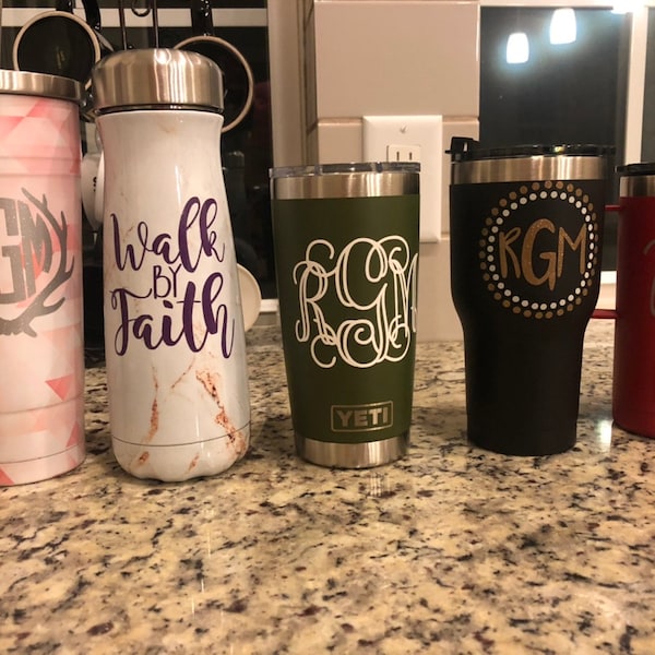 Yeti Cup Monogram Decal || Monogram Tumbler Decal, Vinyl Monogram Decal ...