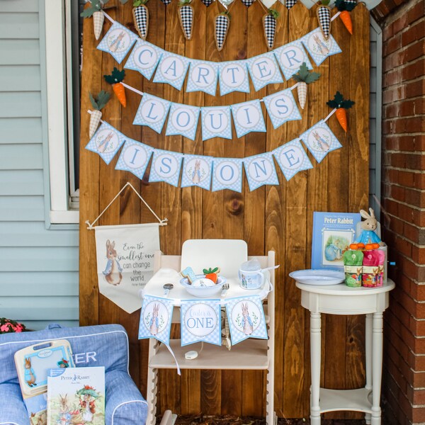 Peter Rabbit Birthday Banner - Little Bunny Birthday Decorations Fully ...