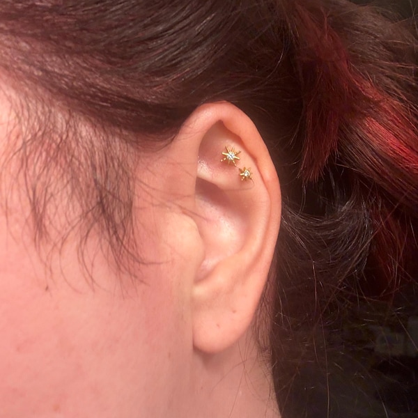 Titanium Tiny Heart Threadless Push Pin Labret, 2/2.5/3/3.5 Star Flat ...