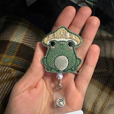 Cottagecore Toadstool Frog Badge Reel,id Badge Reel,retractable Badge ...
